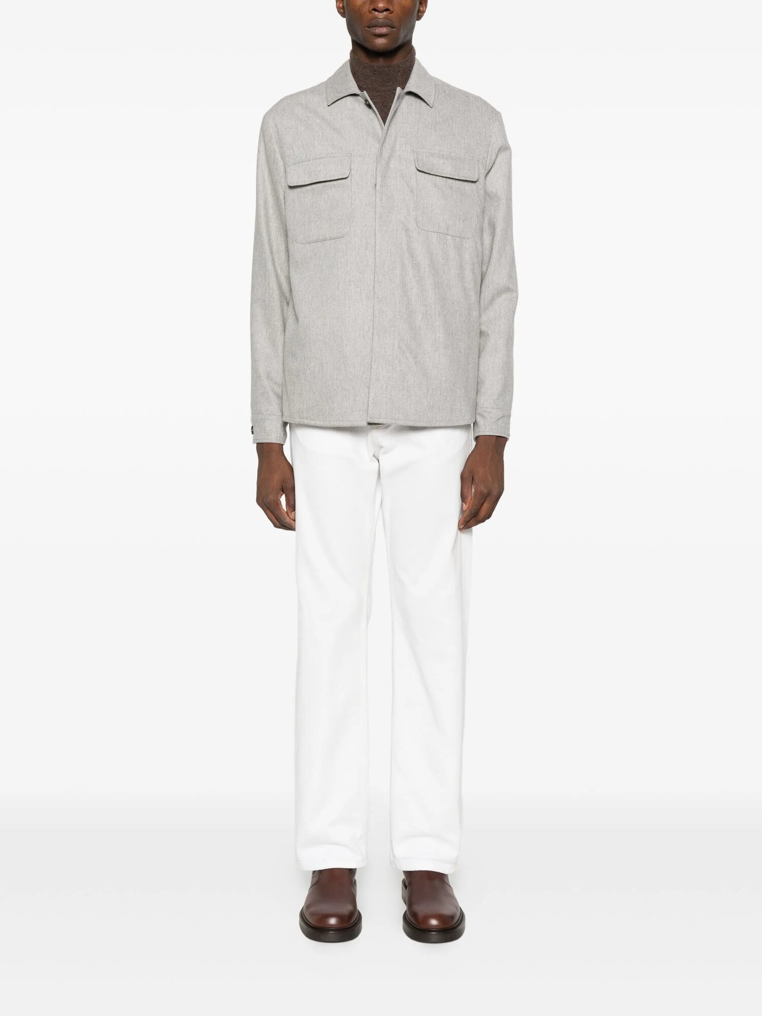 Куртка Eleventy Flap-pockets buttoned shirt jacket, размер 54, серый — фото 1
