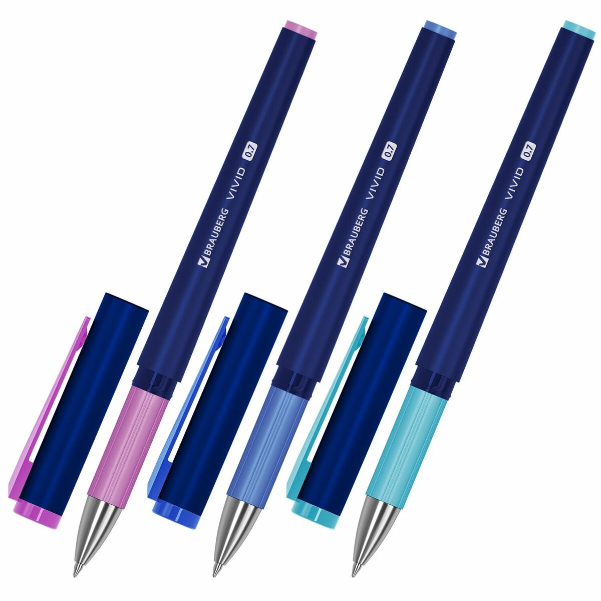 Ручка шариковая Brauberg Classic Pastel (0.35мм, синие, soft touch) (144399), 24шт.