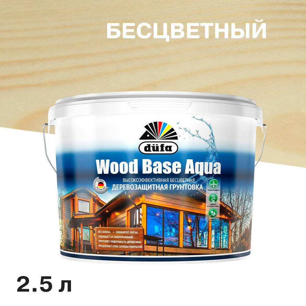 Антисептик Dufa Wood Base Aqua грунтовочный для дерева бесцветный 2,5 л