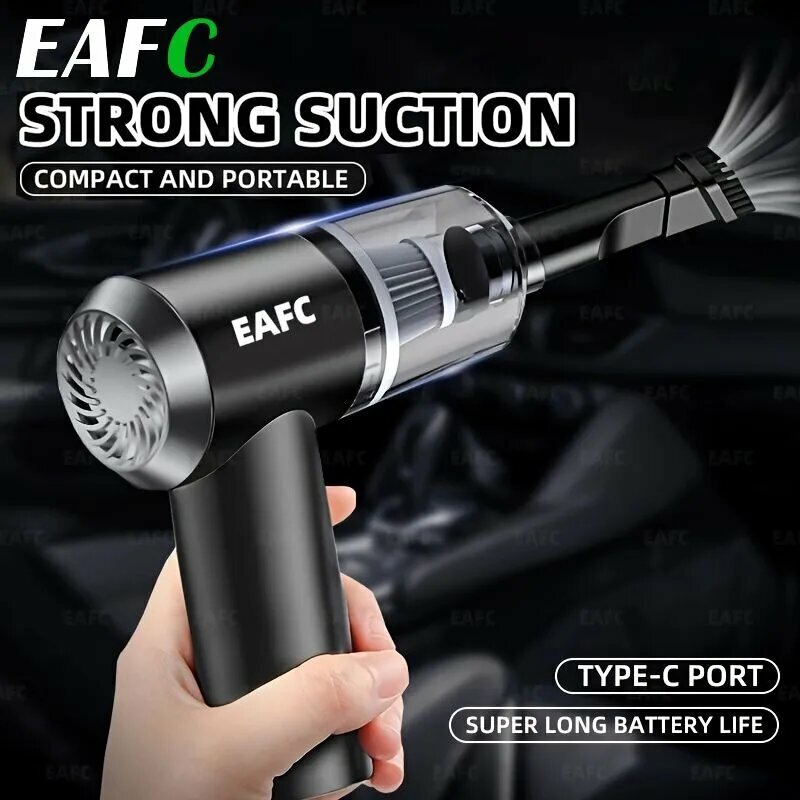 Пылесос для беспроводной мощный, Ручной портативный, мини пылесос для машины и дома, 5500Pa, Черный