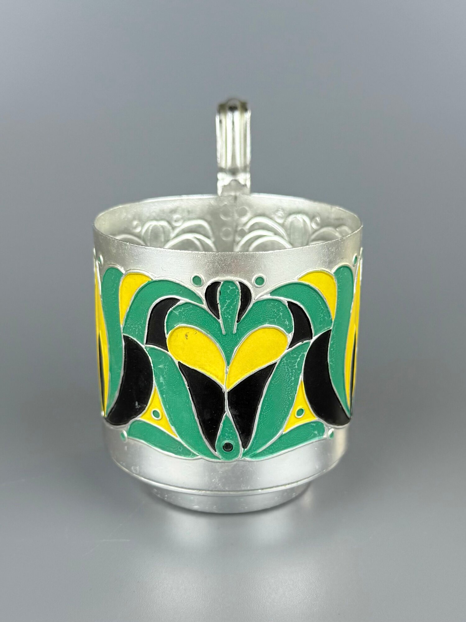 Винтажный подстаканник цветная эмаль, алюминий. СССР.