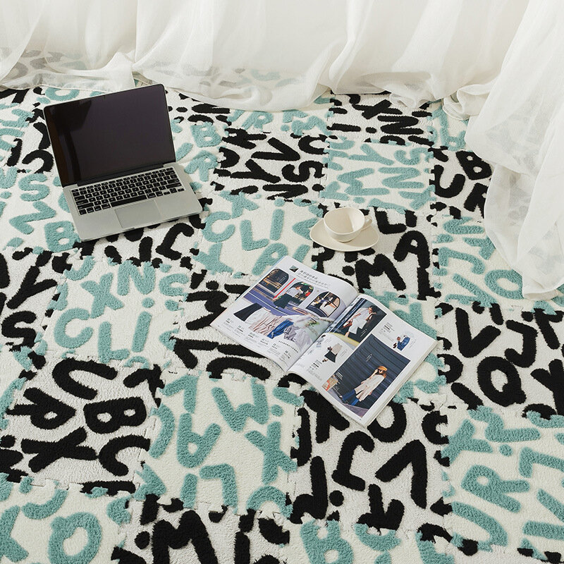 10 шт, плюшевый напольный коврик из пенопласта, цветной блокирующий раздельный шарнир, режущий мягкий плюшевый коврик для спальни, Черные буквы