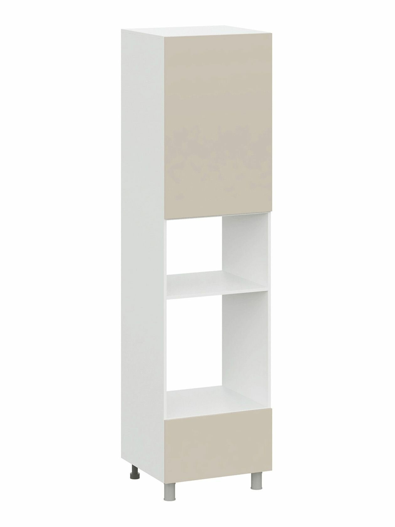 Кухонный модуль напольный, шкаф-пенал под духовку Тандем с полками, с ящиками, с доводчиками, 60х56.2х233.2 см, Белый / Меланж