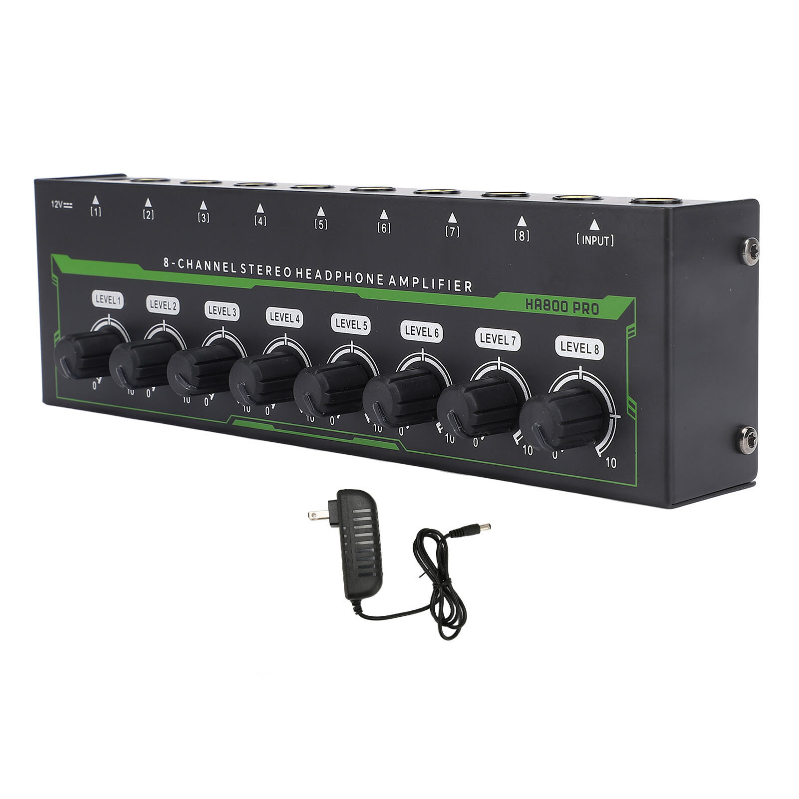 Усилитель для наушников 8 канал низко шумовой портативный стерео-усилитель с RGB Light для Studio Family KTV US Plugck 100-240V