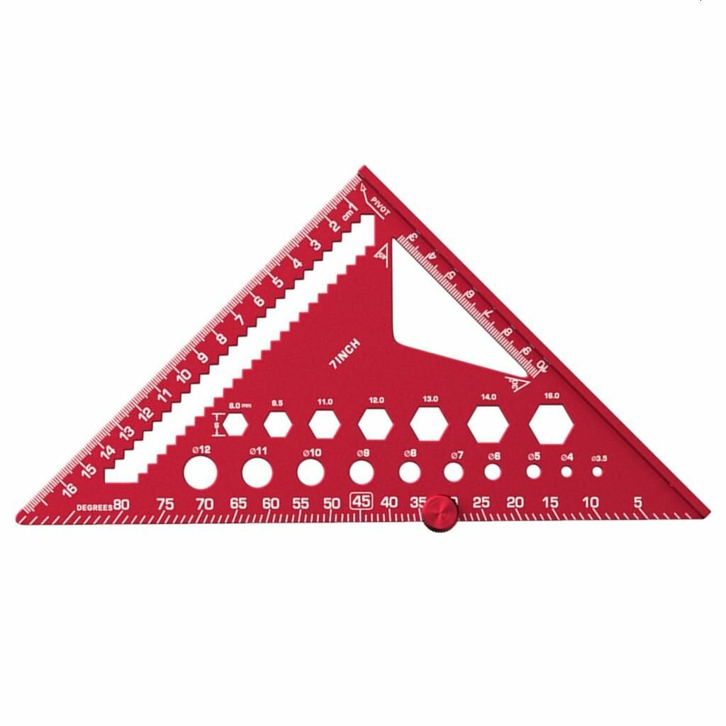 Малка,7-дюймовая треугольная линейка из красного алюминиевого сплава, деревообрабатывающая многофункциональная маркировочная линейка-set one