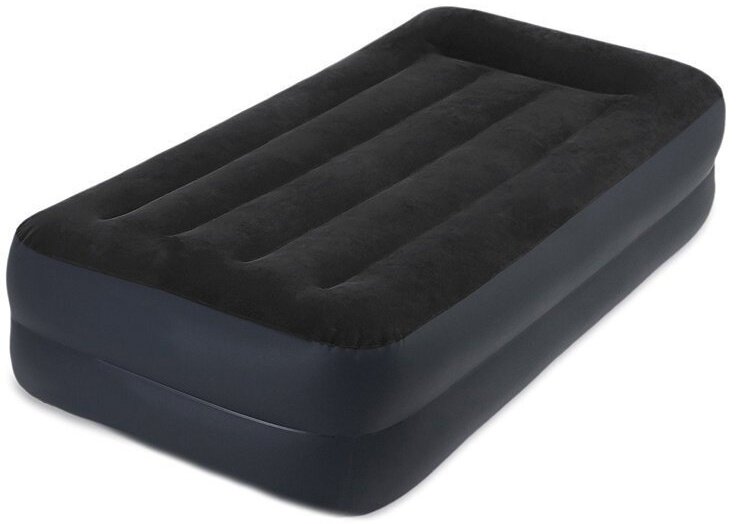 Кровать надувная 99х191х42 см, INTEX 64122 с подголовником и встроенным насосом, черный