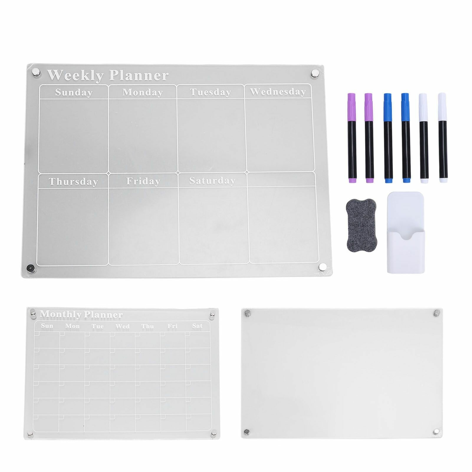 Набор из 3 прозрачных акриловых досок для планирования, размером 15,7 x 11,8 дюймов, с чистыми еженедельными планировщиками и 6 ручками для организации домашнего офиса