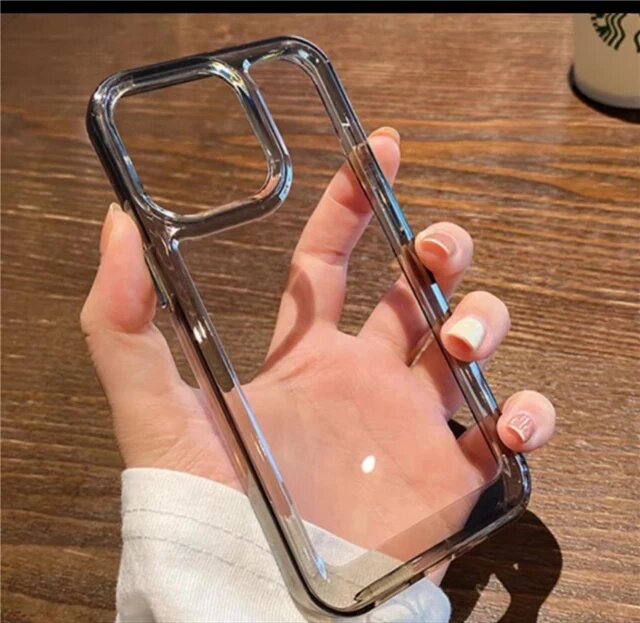 Роскошный прозрачный чехол из твердого акрила для iPhone 11, 12, 13, iPhone17 Про Макс, Серый, серый