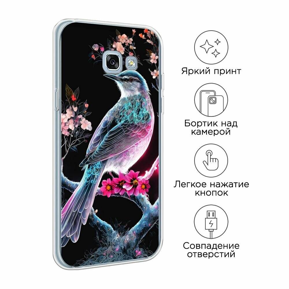 Чехол на Samsung Galaxy A5 2017 / Самсунг Галакси А5 2017 с принтом "Птица на цветущем дереве" — фото 1