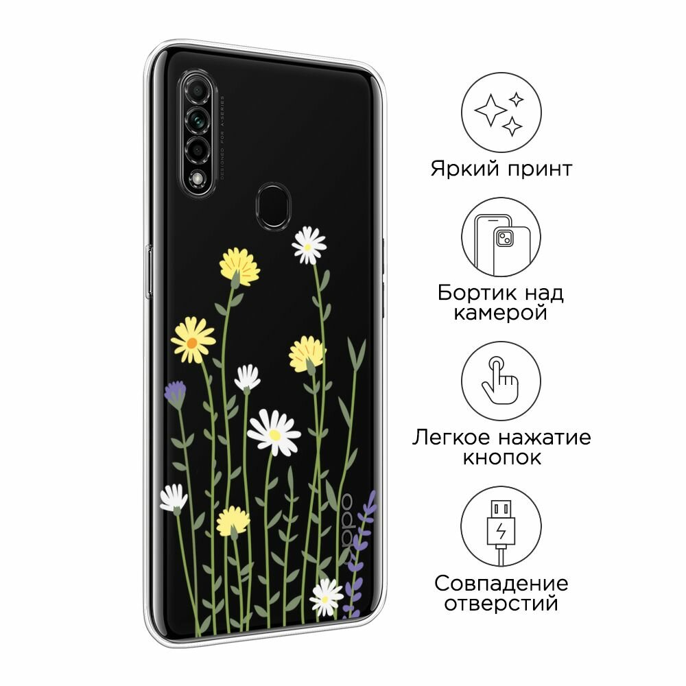 Чехол на Oppo A31 / Оппо А31 с принтом "Пучок полевых цветов", прозрачный — фото 1