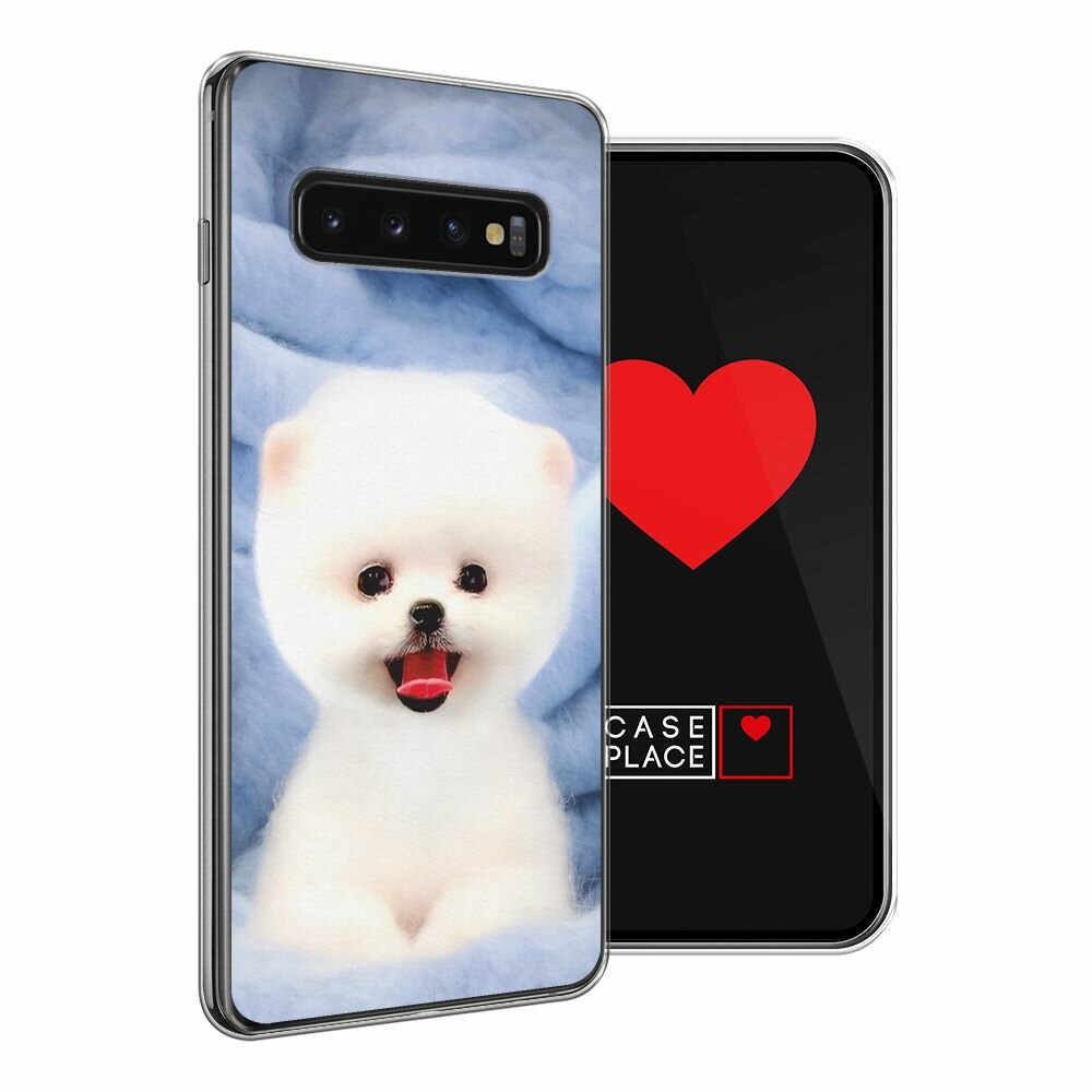 Чехол на Samsung Galaxy S10 / Самсунг Галакси S10 с принтом Белый пёсик — фото 1