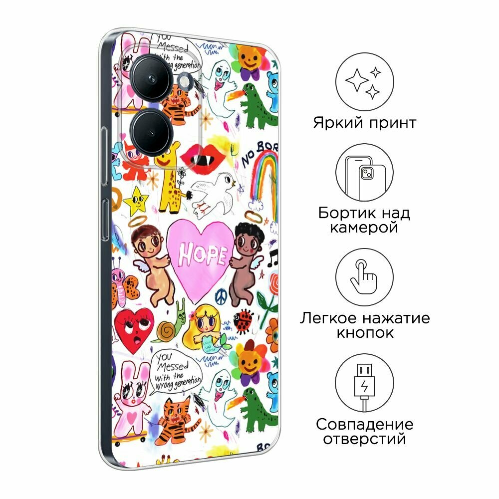 Силиконовый чехол на Realme C33 / Реалми С33 с принтом "Милые рисунки" — фото 1