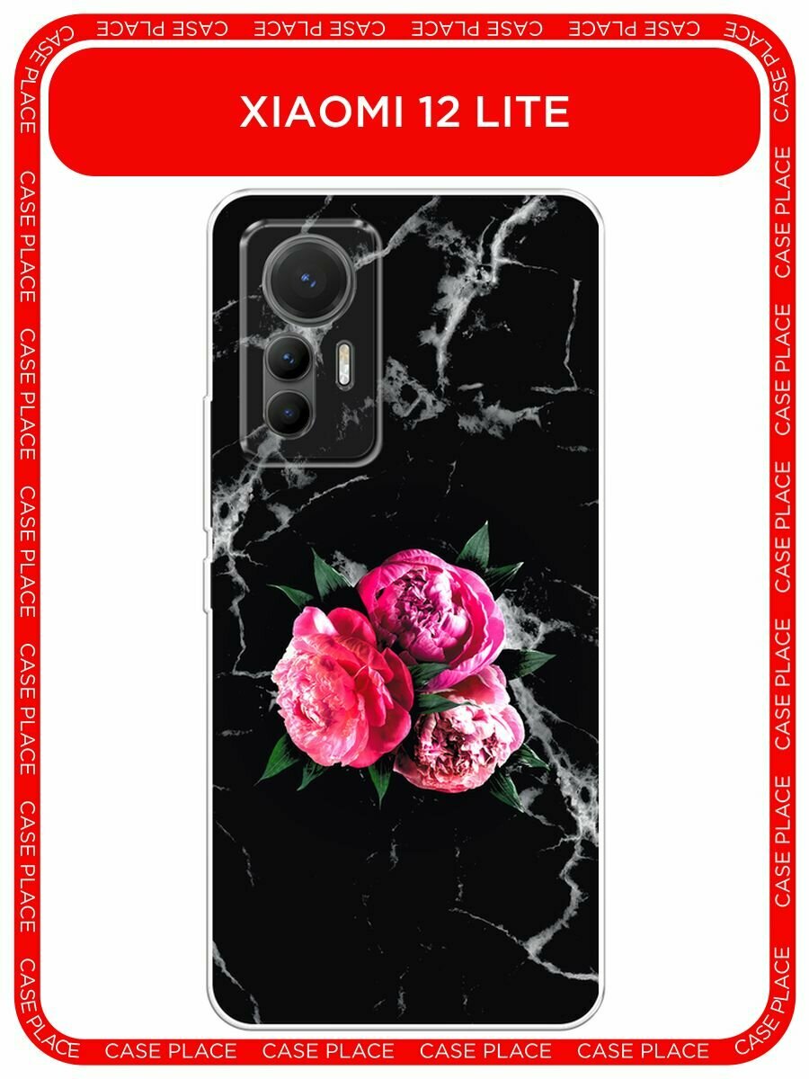 Чехол на Xiaomi 12 Lite / Сяоми 12 Лайт с принтом "Букет на черном мраморе"