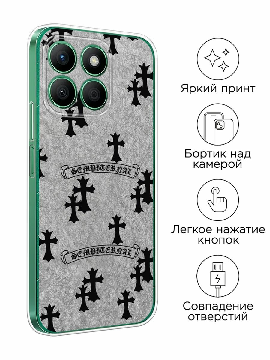 Силиконовый чехол на Honor X8B / Хонор X8B с принтом "Кресты паттерн 3" — фото 1