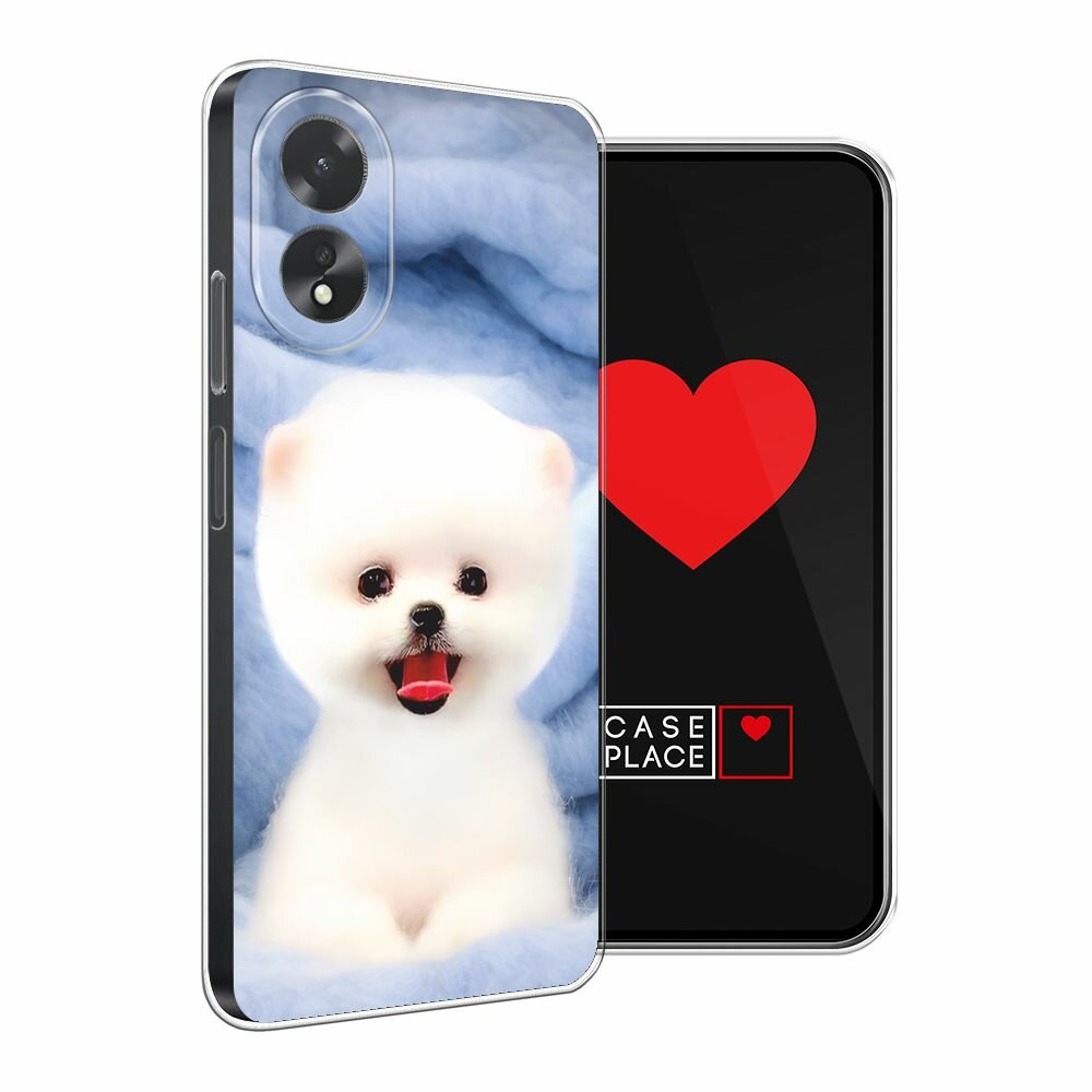 Силиконовый чехол на Oppo A38/A18 / Оппо A38/A18 с принтом Белый пёсик — фото 1