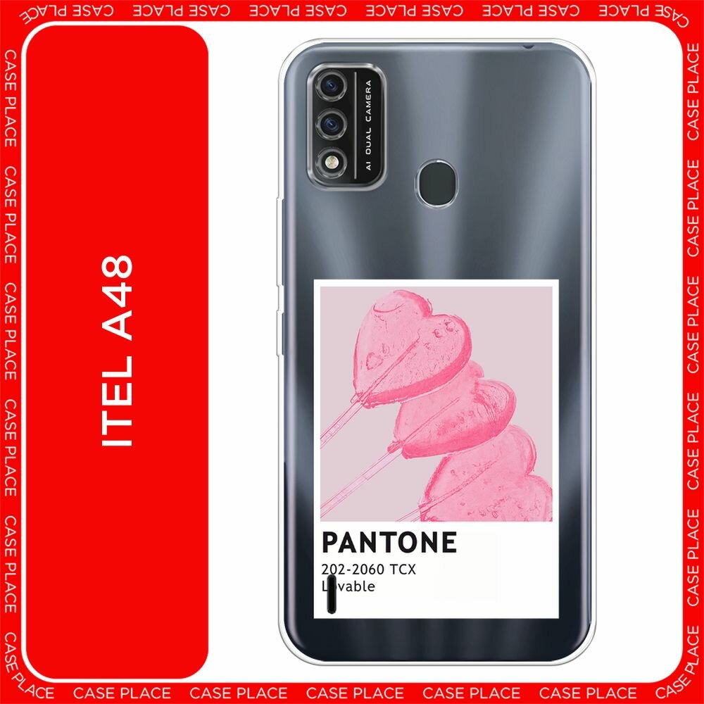 Чехол на Itel A48 / Ител А48 с принтом "Pantone Lovable 2 - 14 февраля", прозрачный