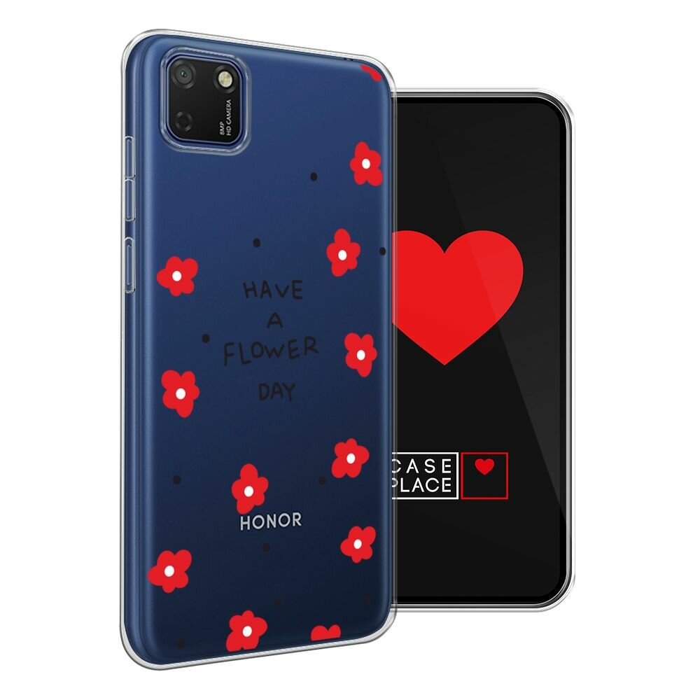 Чехол на Honor 9S/Huawei Y5p / Хонор 9S/Хуавей Y5p с принтом "Have a flower day 2", прозрачный — фото 1