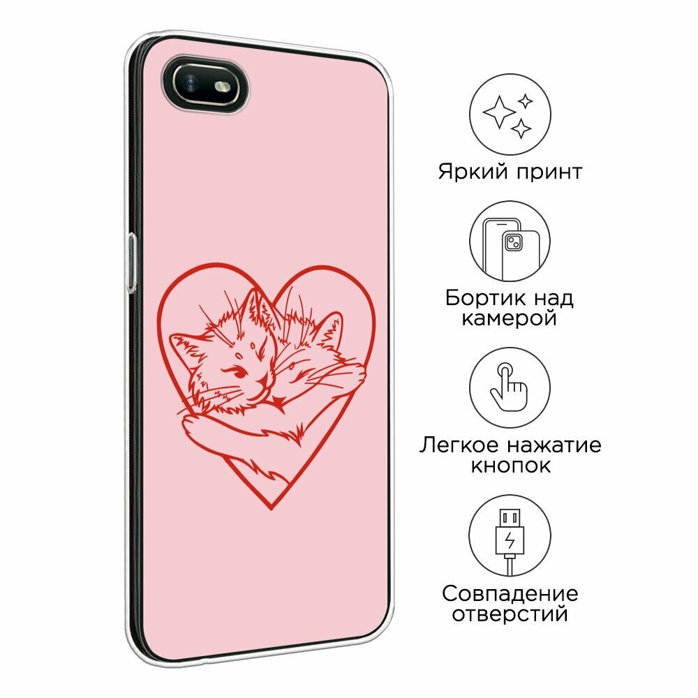 Чехол на Oppo A1k / Оппо А1к с принтом "Влюблённые котики рисунок 1 - 14 февраля" — фото 1
