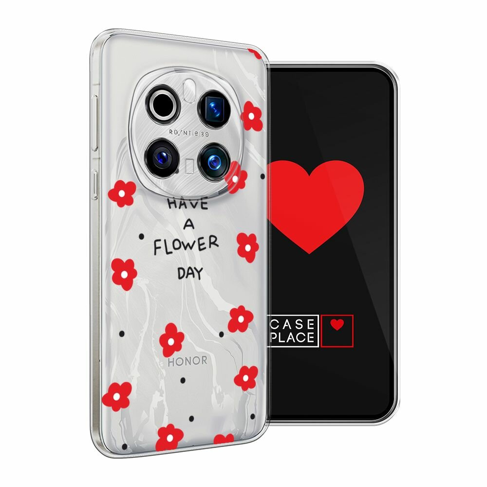 Чехол на Honor Magic 7 Pro / Хонор Мэджик 7 Про с принтом "Have a flower day 2", прозрачный — фото 1