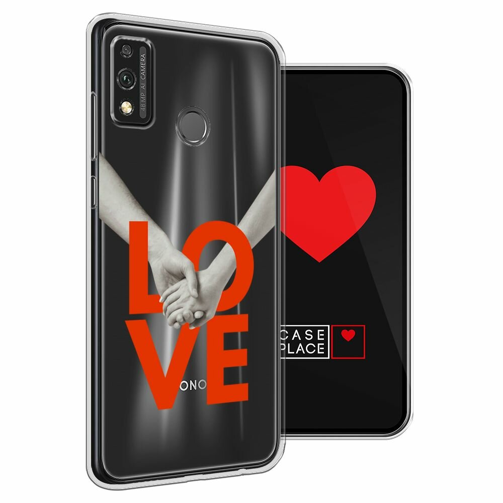 Чехол на Honor 9X Lite / Хонор 9X Лайт с принтом Love holding hands, прозрачный — фото 1