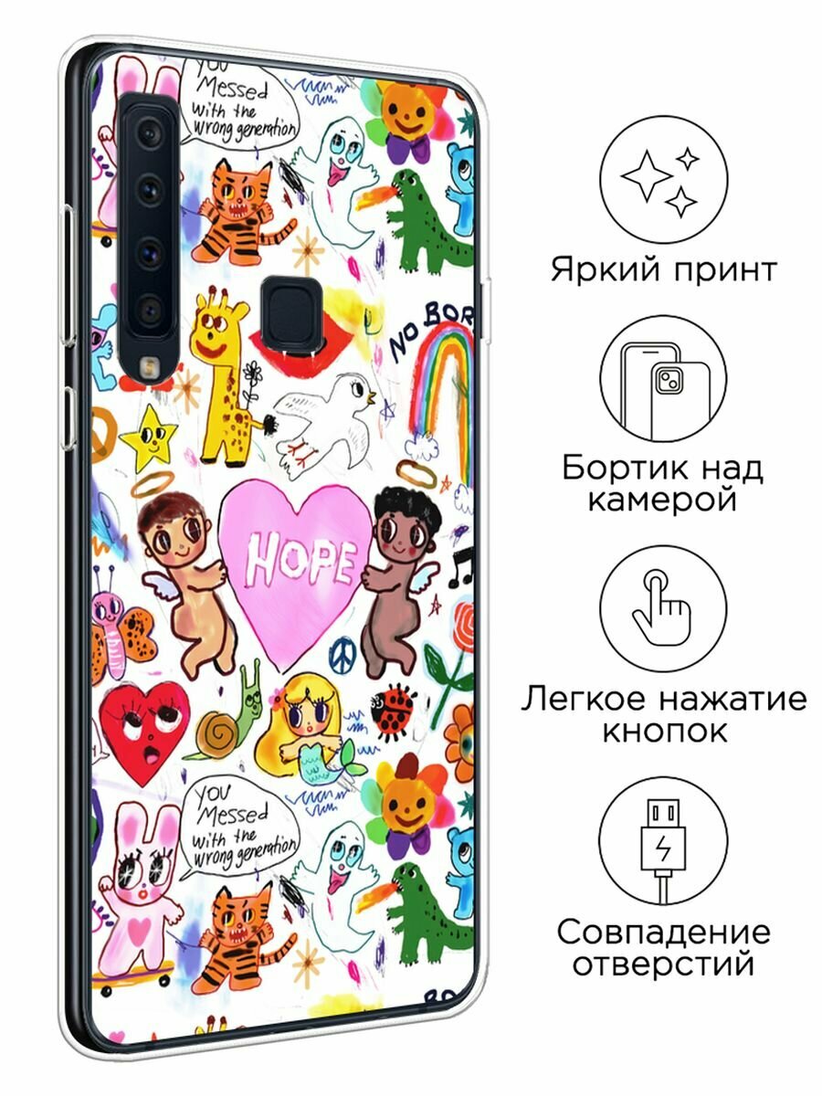 Чехол на Samsung Galaxy A9 2018 / Самсунг Галакси А9 2018 с принтом "Милые рисунки" — фото 1