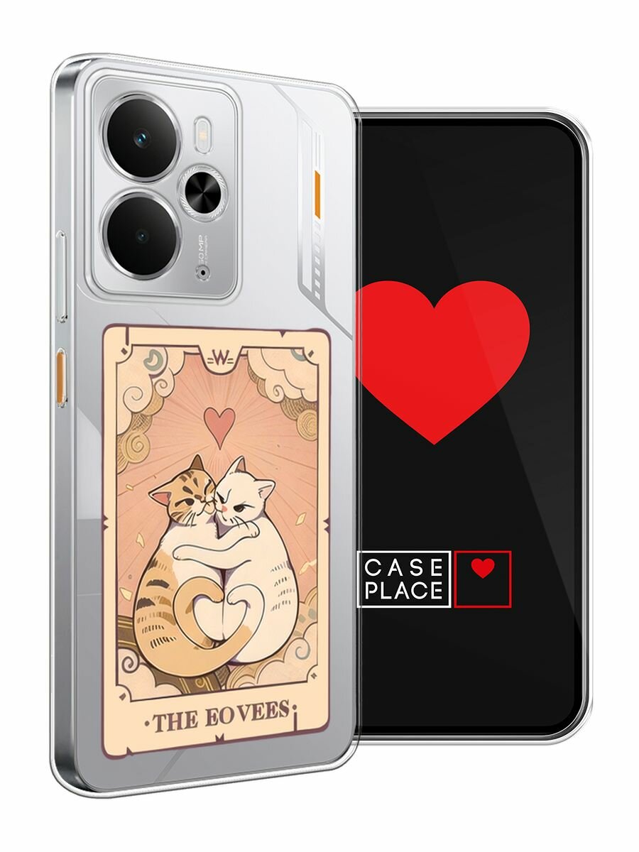 Чехол на Realme 14 5G / Реалми 14 5G с принтом "The lovers cats 2 - 14 февраля", прозрачный — фото 1