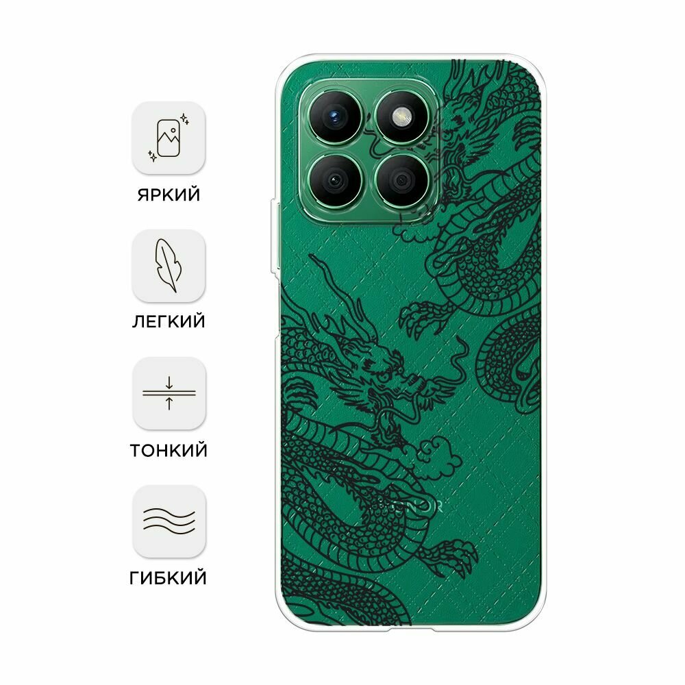 Чехол на Honor X8B / Хонор X8B с принтом "Два китайских дракона", прозрачный — фото 1