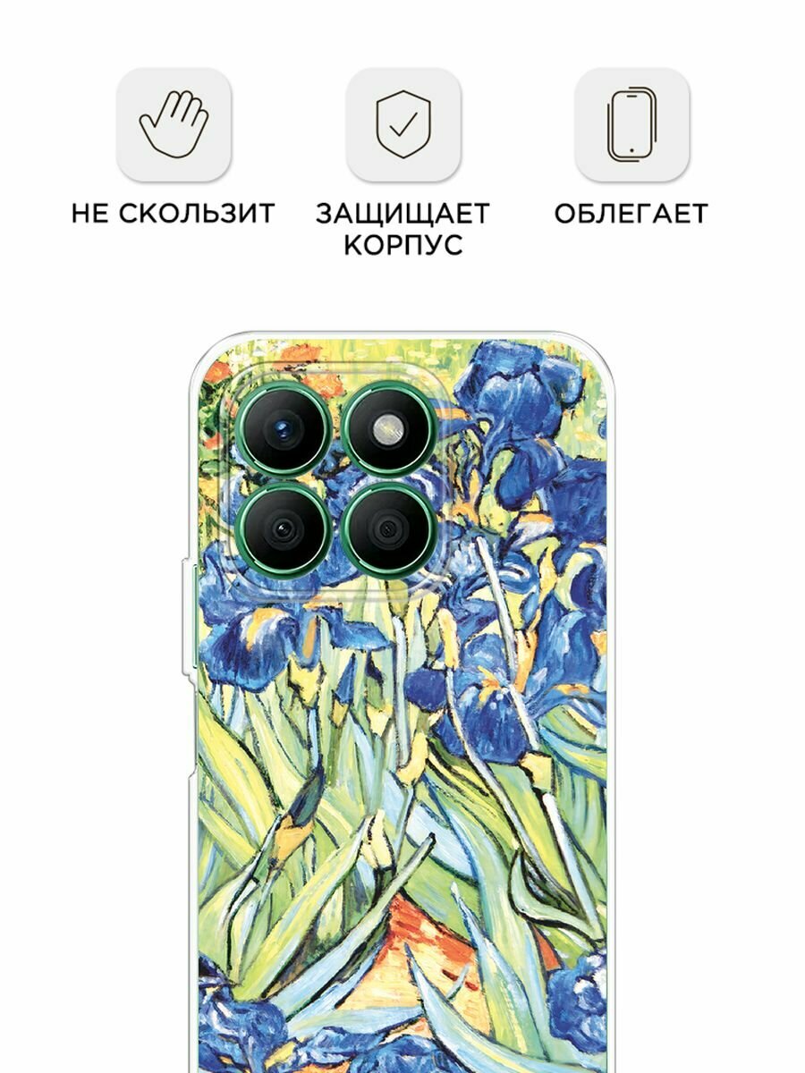 Силиконовый чехол на Honor X8B / Хонор X8B с принтом Ирисы Ван Гог — фото 1