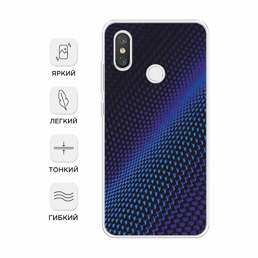 Силиконовый чехол на Xiaomi Mi 8 / Сяоми Ми 8 с принтом "Синий карбон" — фото 1