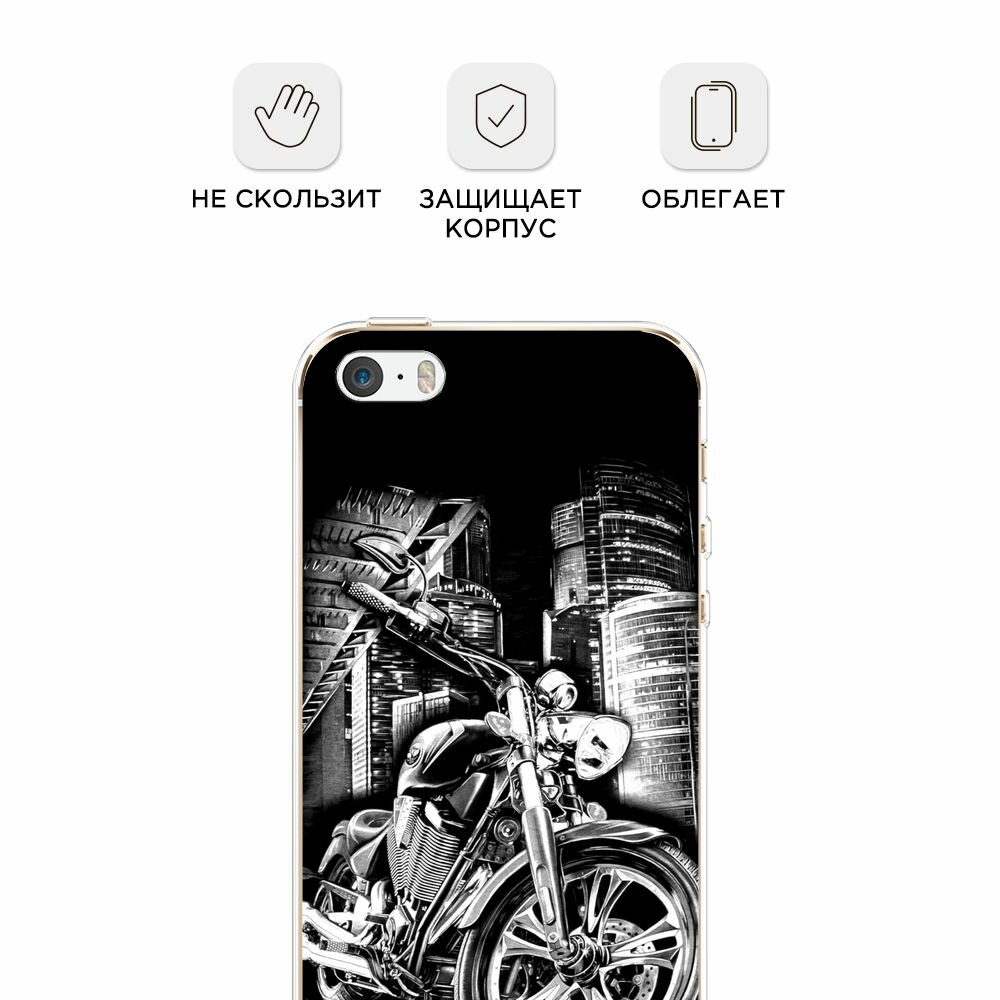 Чехол на Apple iPhone 5/5S/SE / Айфон 5/5S/SE с принтом "Крутой байк" — фото 1