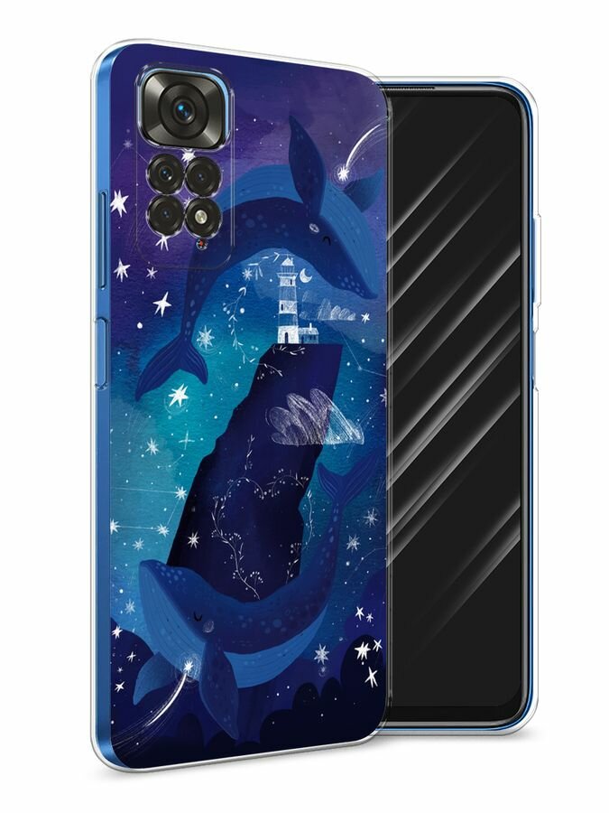Чехол на Xiaomi Redmi Note 11 4G Global/Redmi Note 11S / Сяоми Редми Нот 11 4G Глобал с принтом "Ночные киты"