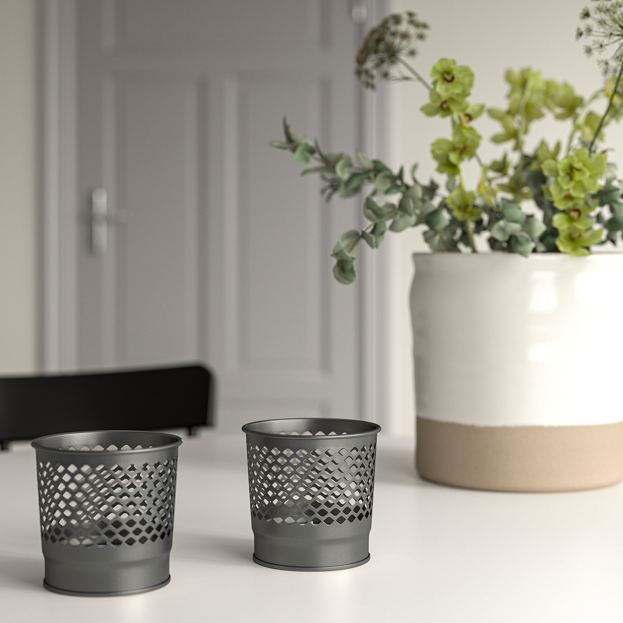 IKEA BERGGRAN (икеа берггран) Подсвечник серый высота 9см сталь диаметр 10см