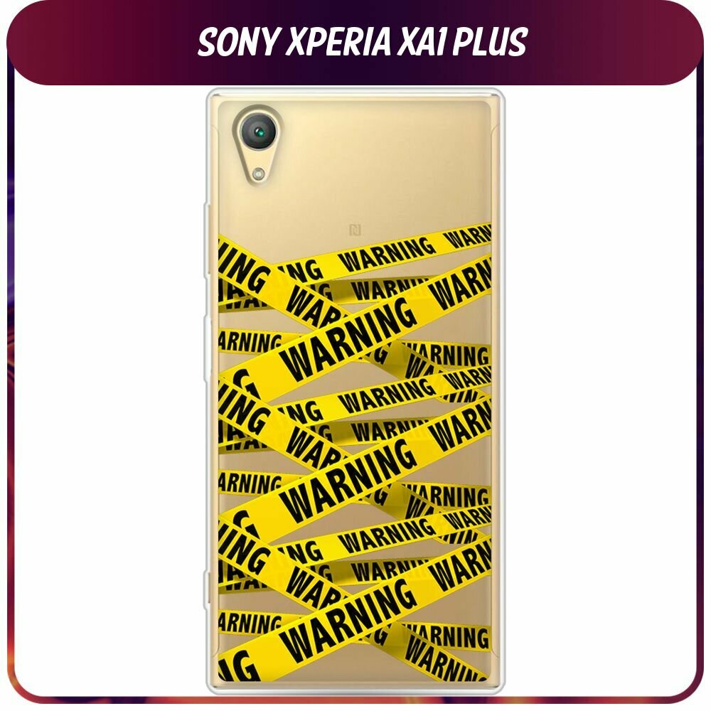 Чехол на Sony Xperia XA1 plus / Сони Икспериа ХА 1 Плюс с принтом "Warning!", прозрачный