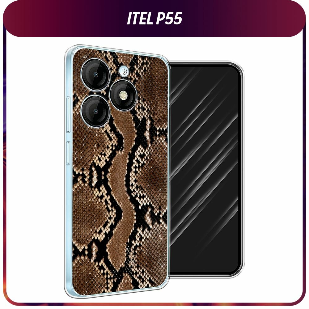 Силиконовый чехол на Itel P55 / Ител Р55 с принтом Кожа питона