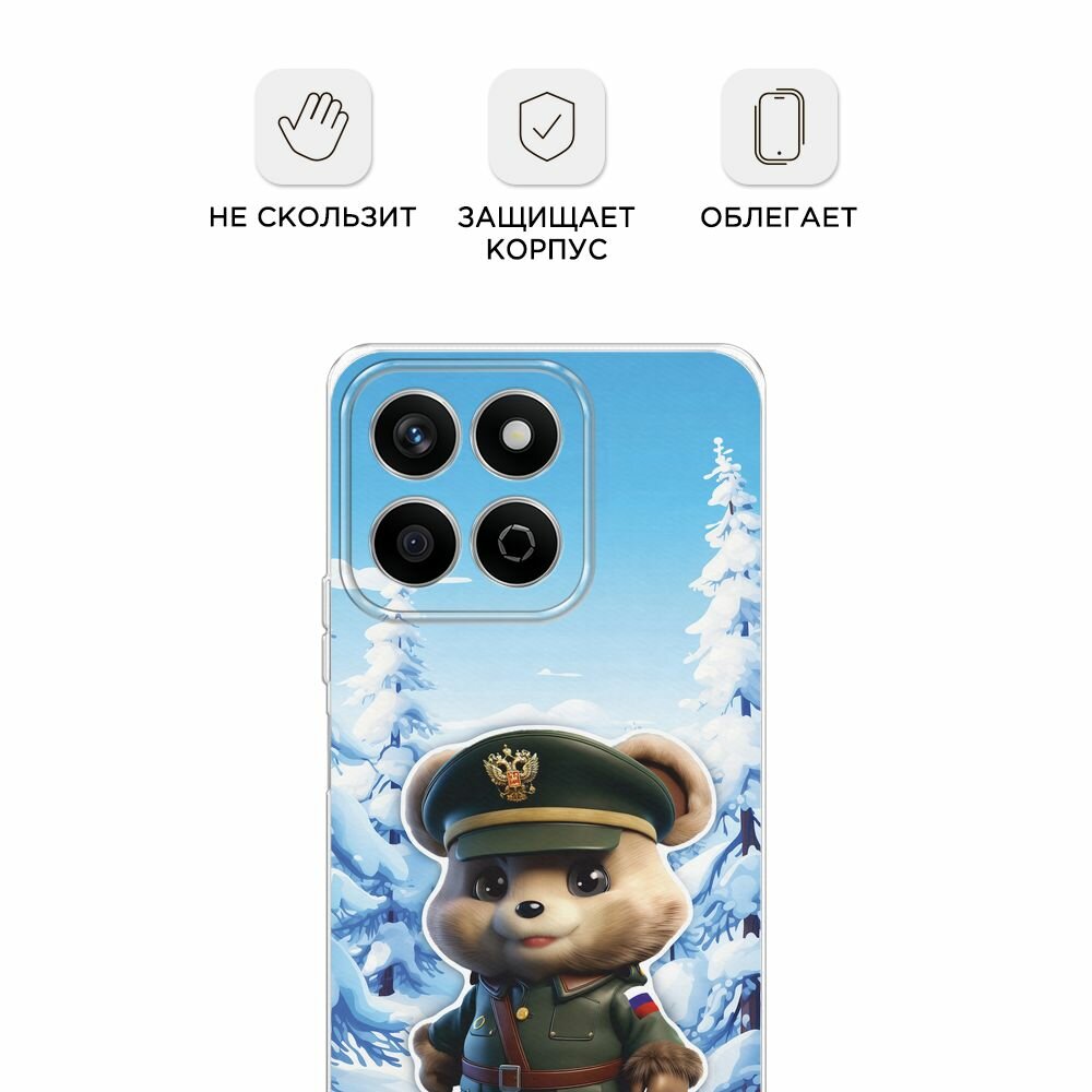 Чехол на Honor X7c / Хонор X7c с принтом "Мишка в форме 1 - 23 февраля" — фото 1