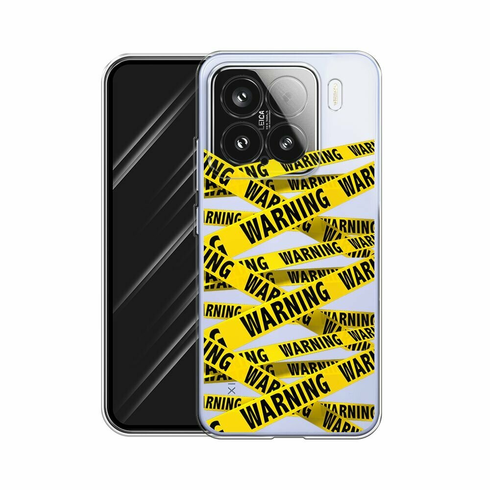 Чехол на Xiaomi 15 / Сяоми 15 с принтом "Warning!", прозрачный — фото 1