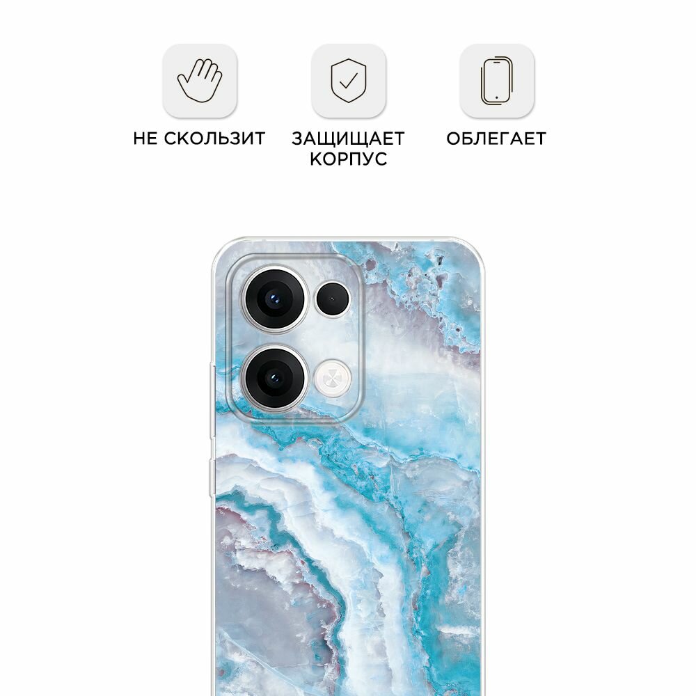 Чехол на Oppo Reno 13 / Оппо Рено 13 с принтом "Нежно-голубой мрамор" — фото 1