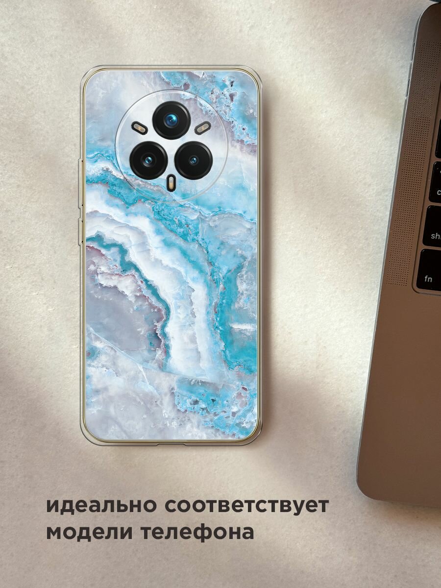 Чехол на Realme 14 Pro+ / Реалми 14 Про+ с принтом "Нежно-голубой мрамор" — фото 1