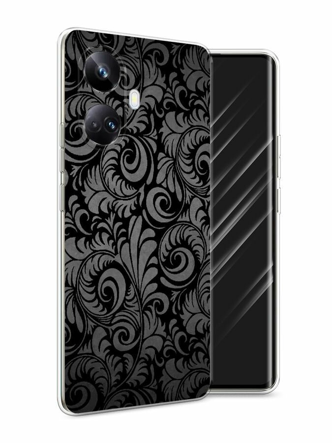 Чехол на Realme 10 Pro+ / Реалми 10 Про+ с принтом "Чёрный узор"