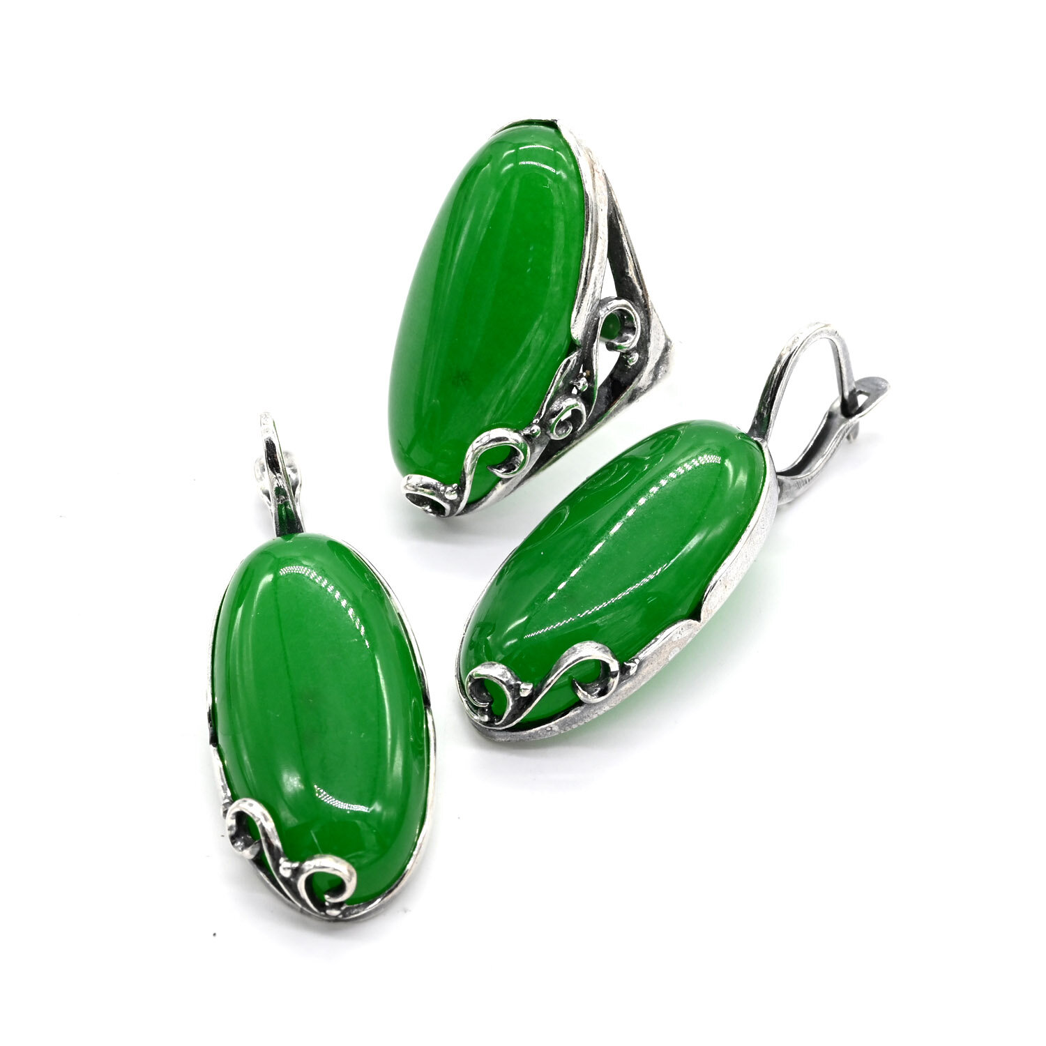 Комплект бижутерии, хризопраз