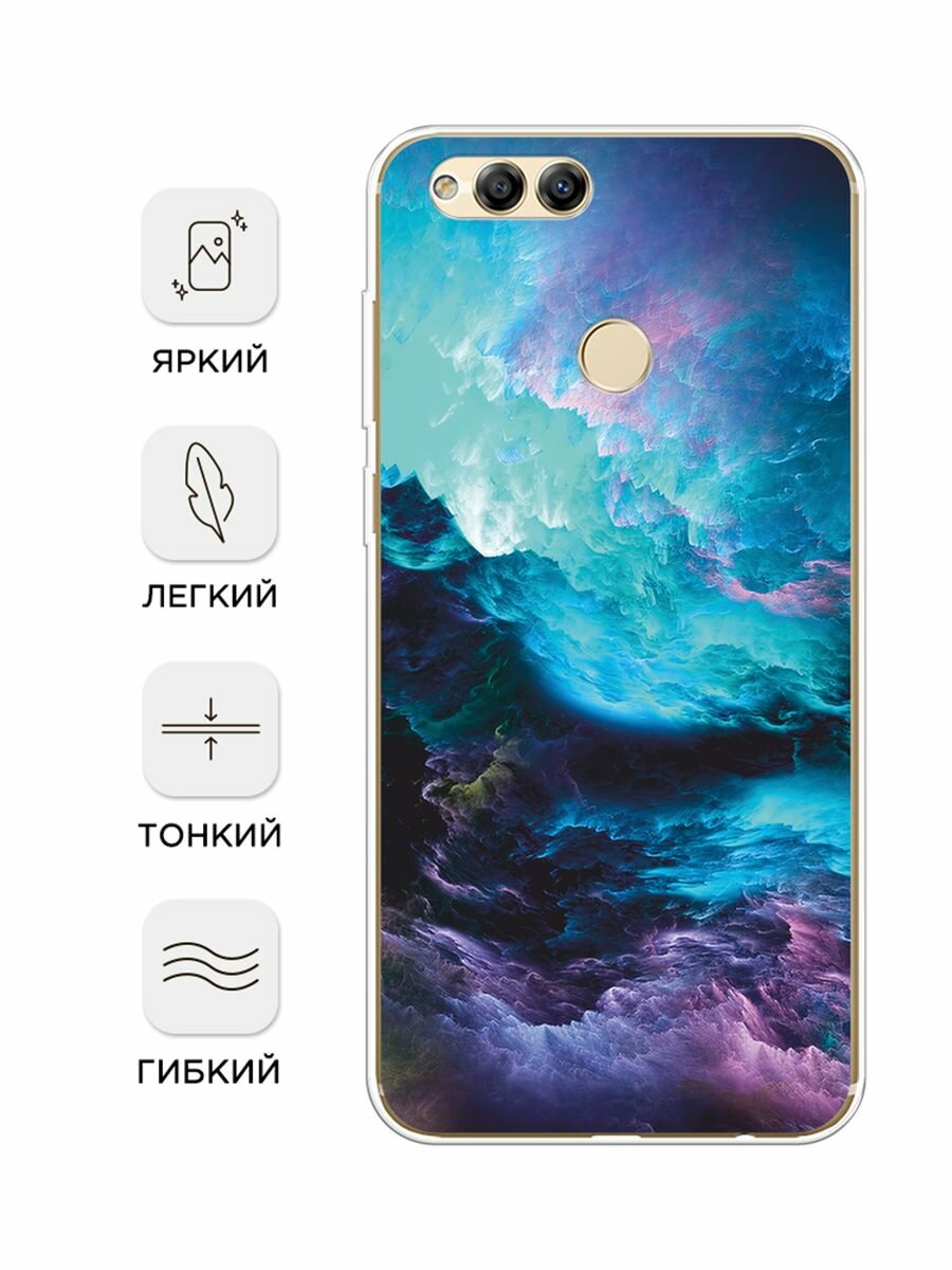 Силиконовый чехол на Honor 7X / Хонор 7Х с принтом "Бирюзовое небо" — фото 1