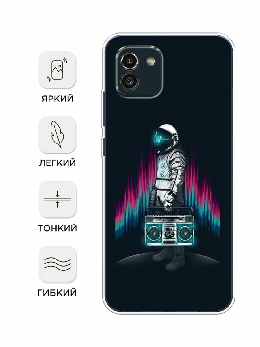 Чехол на Samsung Galaxy A03 / Самсунг Галакси А03 с принтом "Космическая вечеринка" — фото 1