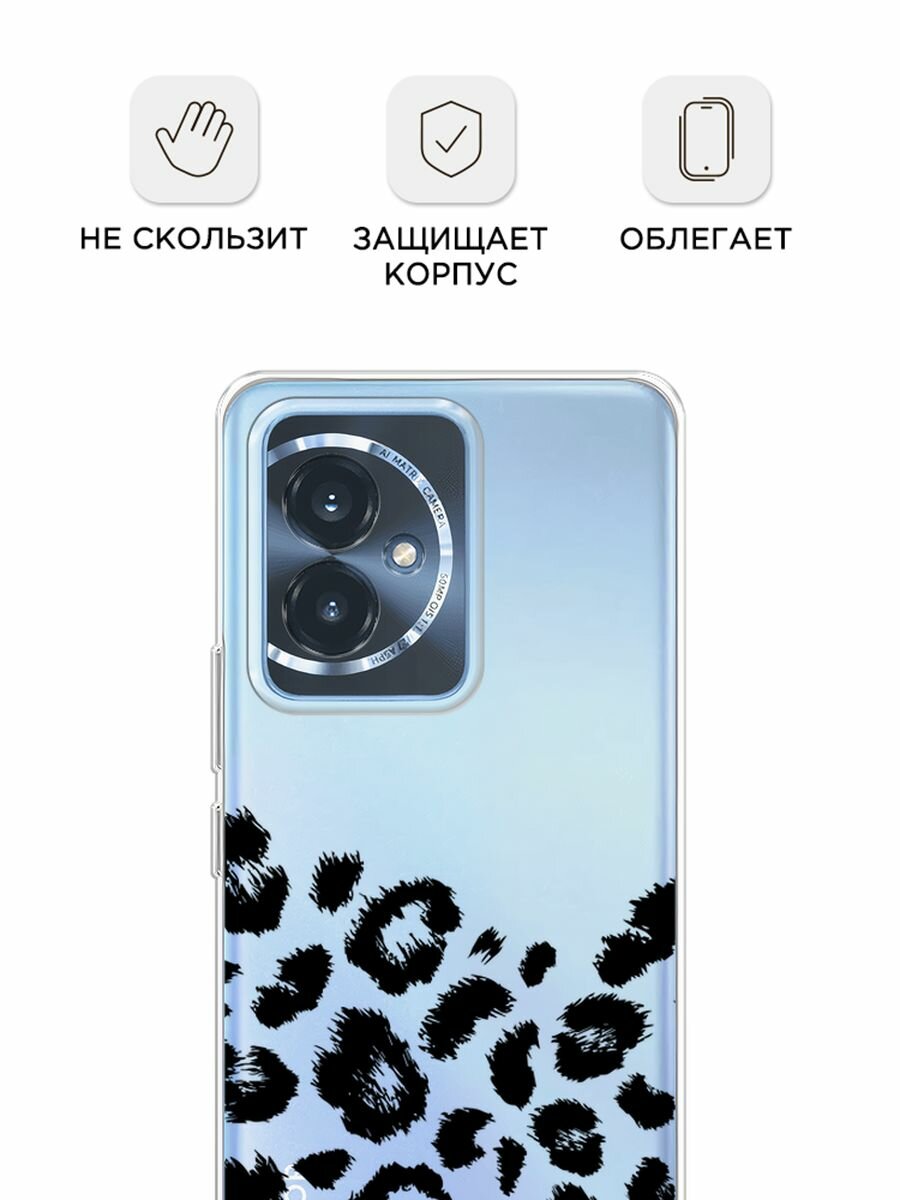 Чехол на Honor 100 / Хонор 100 с принтом "Окрас леопарда фон черный", прозрачный — фото 1