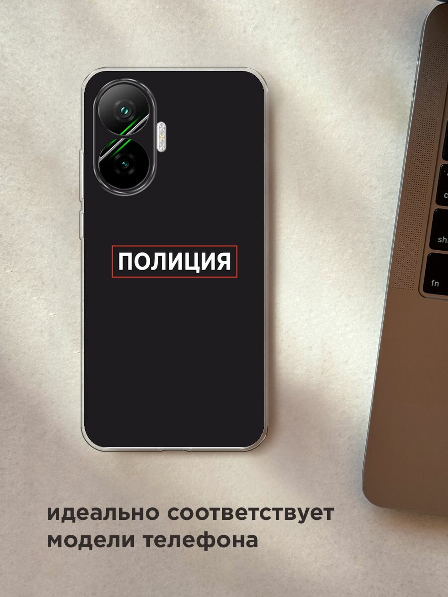 Силиконовый чехол на Poco F7 / Поко F7 с принтом "Police logo" — фото 1