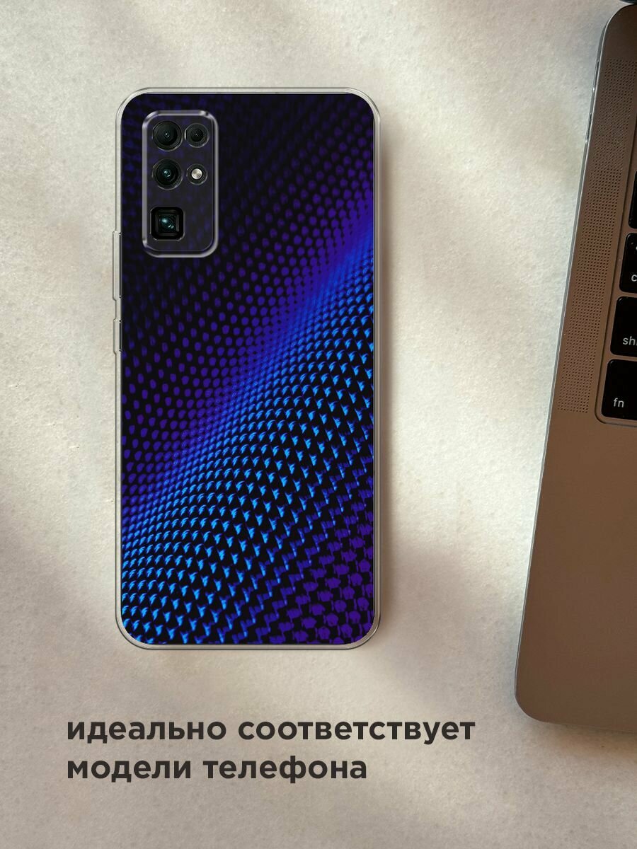 Силиконовый чехол на Honor 30 / Хонор 30 с принтом "Синий карбон" — фото 1