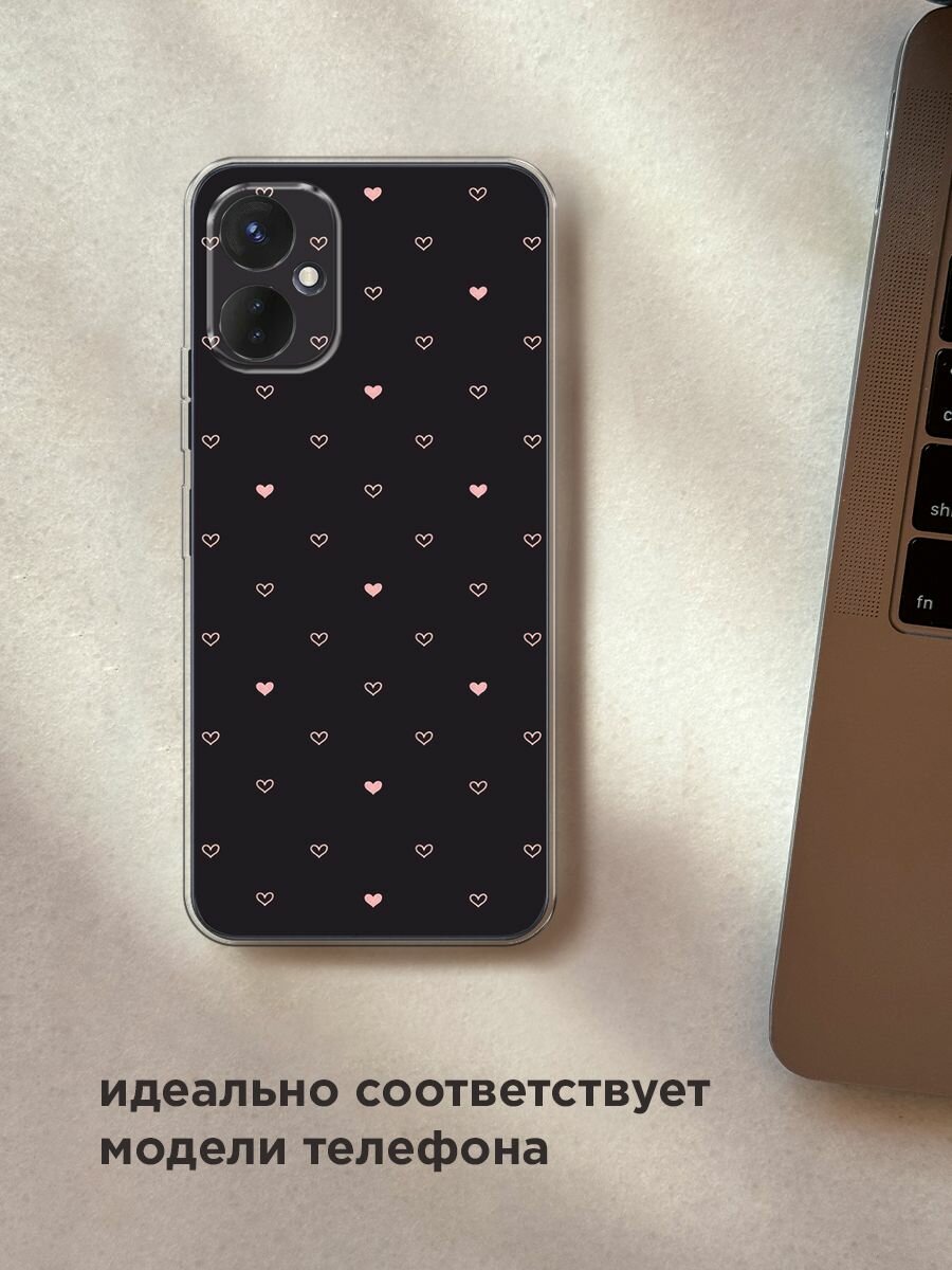 Чехол на Tecno Spark 9 Pro / Техно Спарк 9 Про с принтом "Черный фон и сердечки" — фото 1