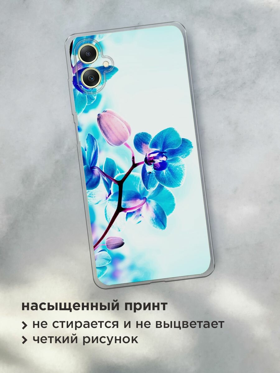 Чехол на Samsung Galaxy A06 / Самсунг Галакси А06 с принтом "Голубая орхидея" — фото 1