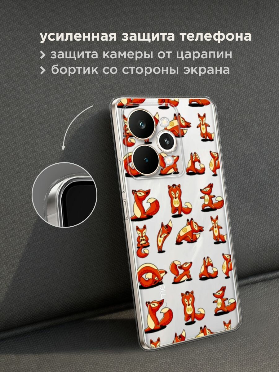 Чехол на Realme 15 Pro / Реалми 15 Про с принтом "Йога для лисы", прозрачный — фото 1