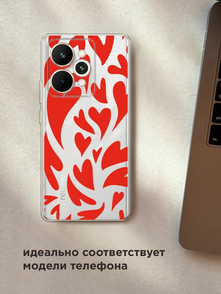 Чехол на Realme 15 Pro / Реалми 15 Про с принтом "Crazy hearts 2 - 14 февраля", прозрачный — фото 1