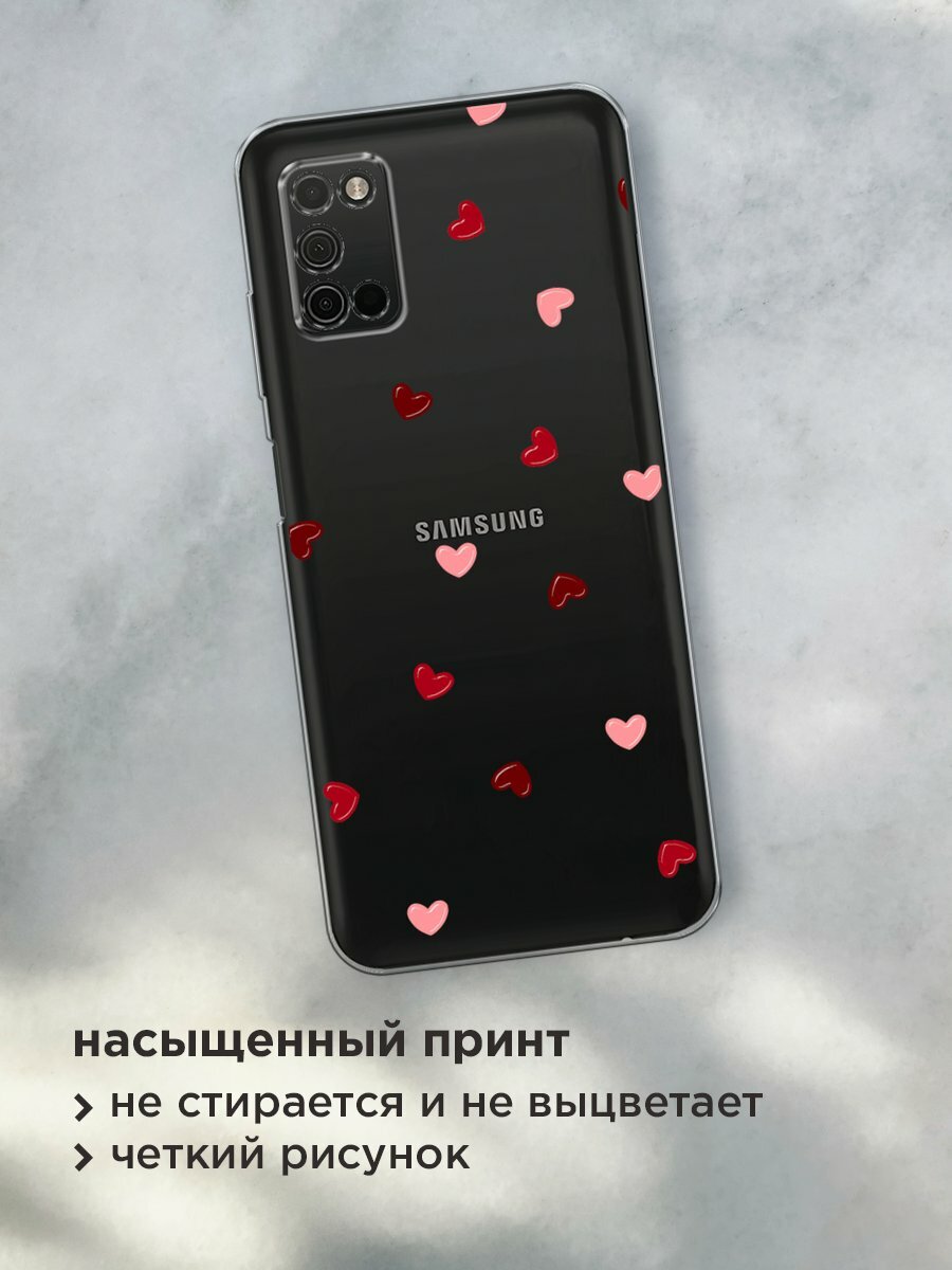 Чехол на Samsung Galaxy A03S / Самсунг Галакси A03S с принтом "Бордовые сердечки 2" — фото 1